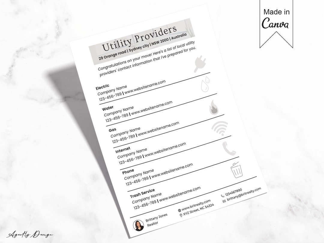 Utility Providers Flyer, Utility Providers List, Utility Providers ...