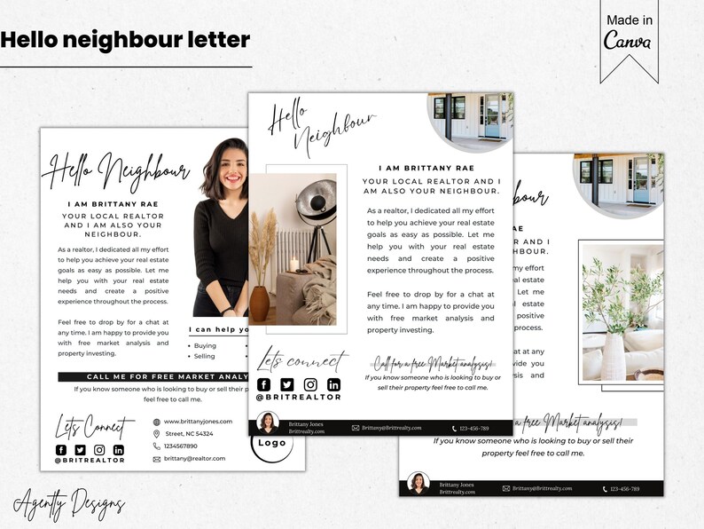 Hello Neighbor Letter, Realtor Farming Flyer, Thinking of Selling, Real ...