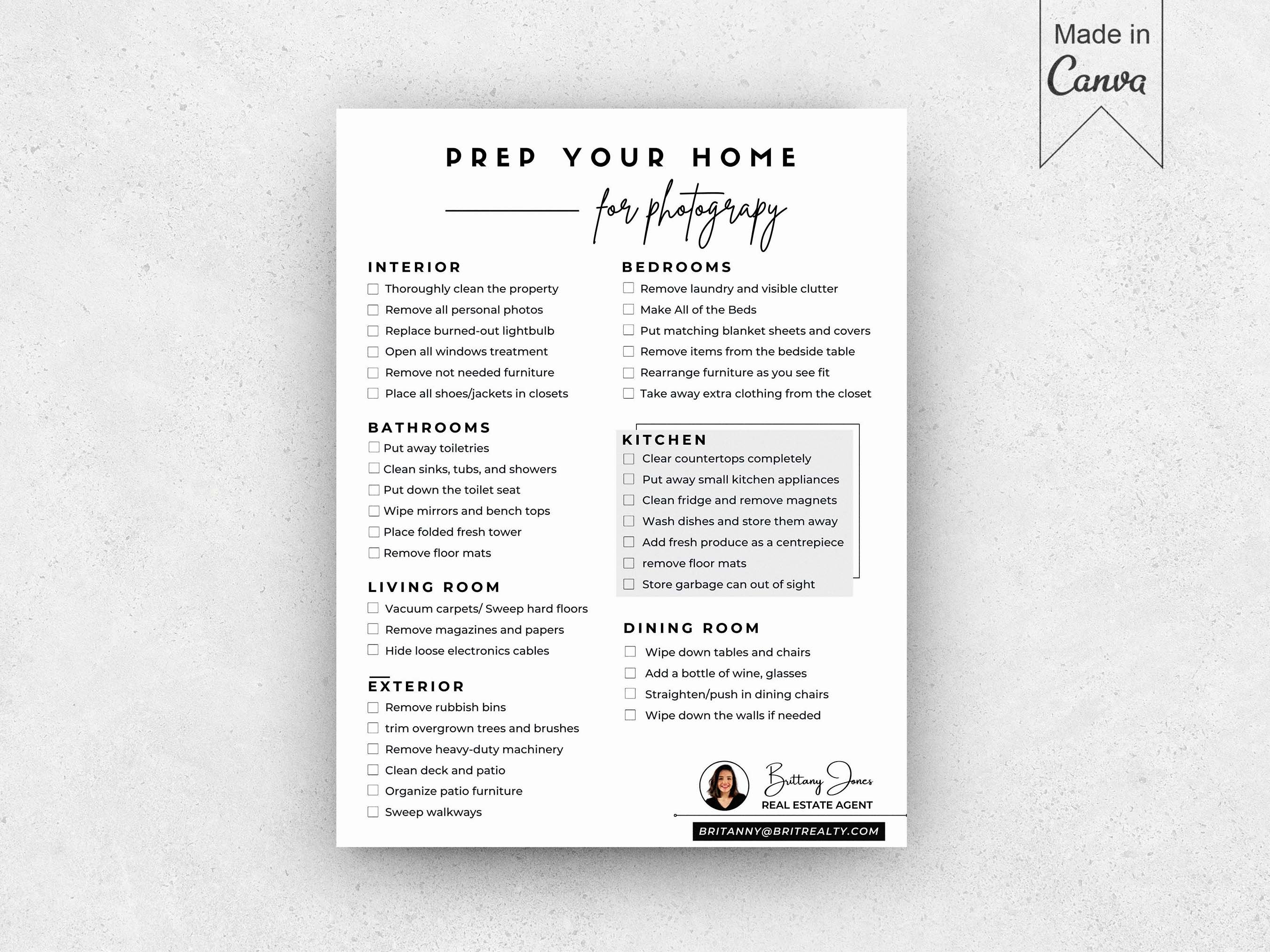 Home Photography Checklist, Real Estate Photography Prep Checklist ...