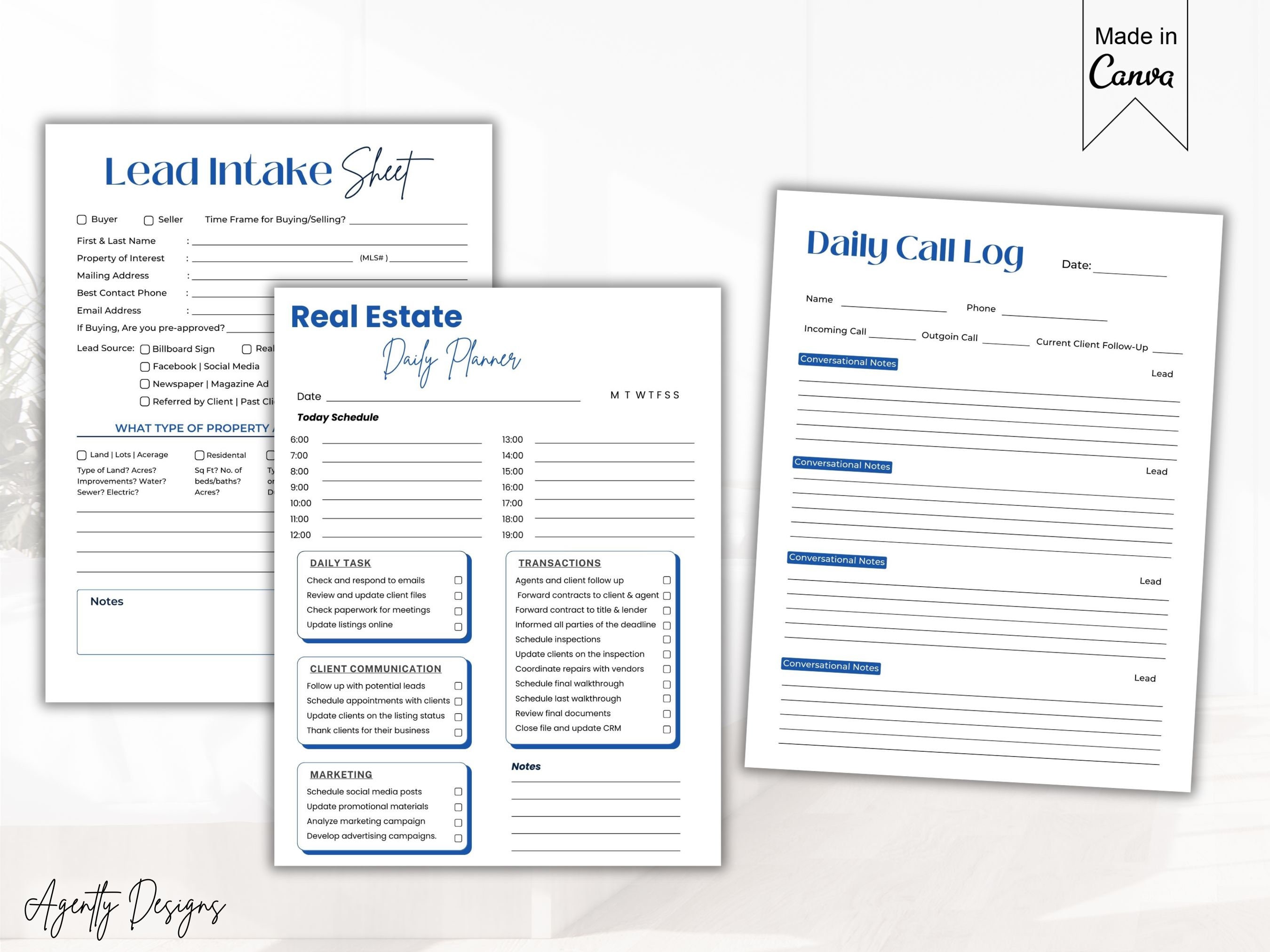 Real Estate Agent Daily Planner, Real Estate Daily Tracker ...