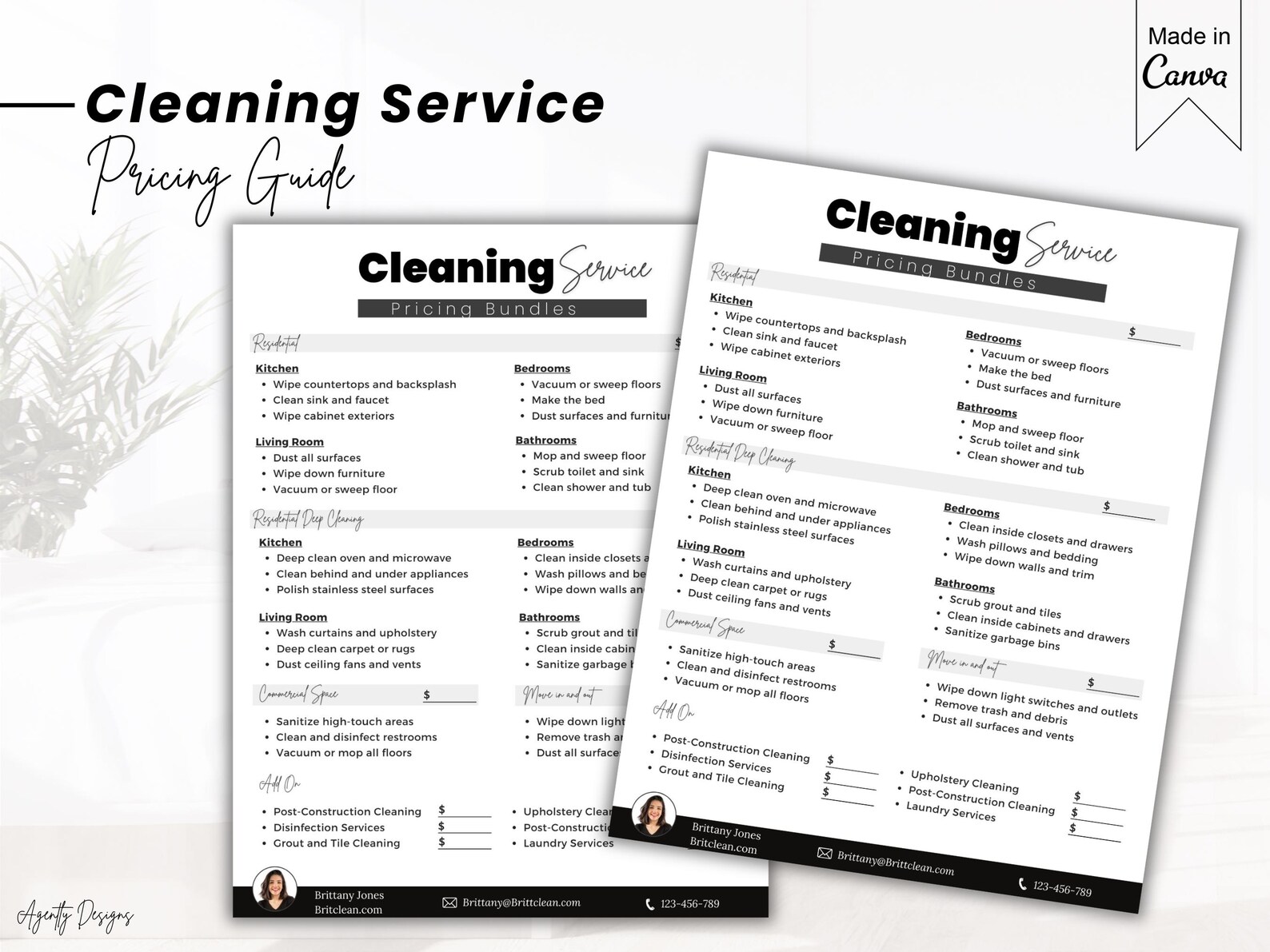 Cleaning Service Rate Guide, Housekeeping Pricing Sheet, Residential ...