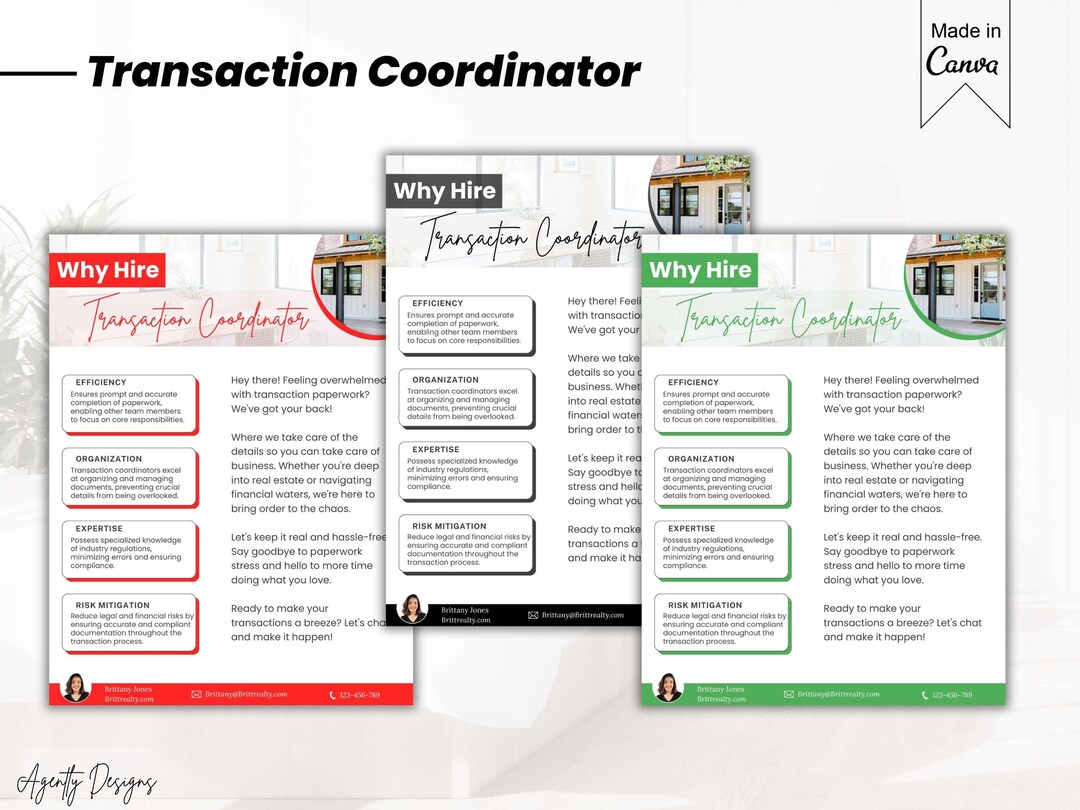 Transaction Coordinator Flyer, Transaction Coordination Letter, Real Estate Support, Transaction ...