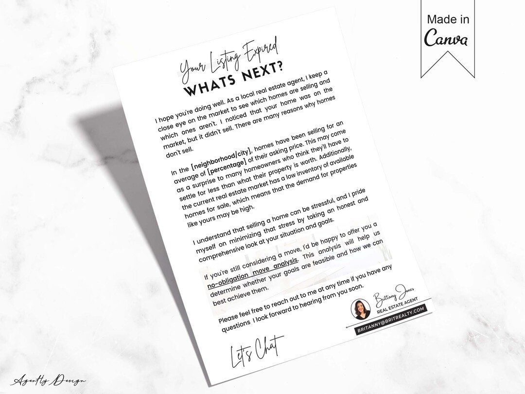 Real Estate Expired Listing Letter, Listing Renewal Campaign Letter ...