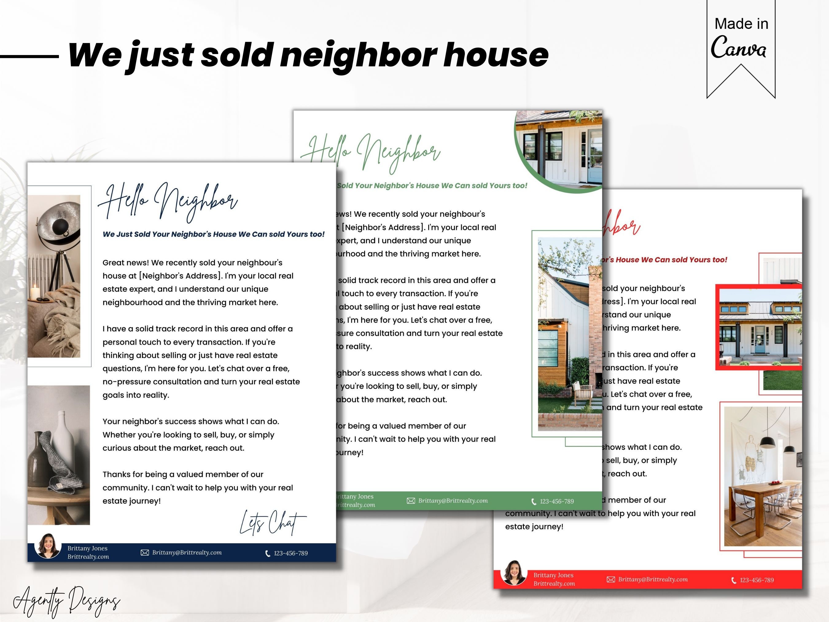 Just Sold Neighbor's House Farming Letter, Closed Deals in Your ...