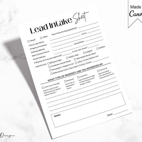 Client Intake Form Real Estate - Etsy
