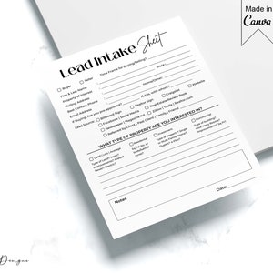 Lead Intake Sheet, Lead Tracking Forms, Real Estate Forms, Real Estate Prospecting, Client ...