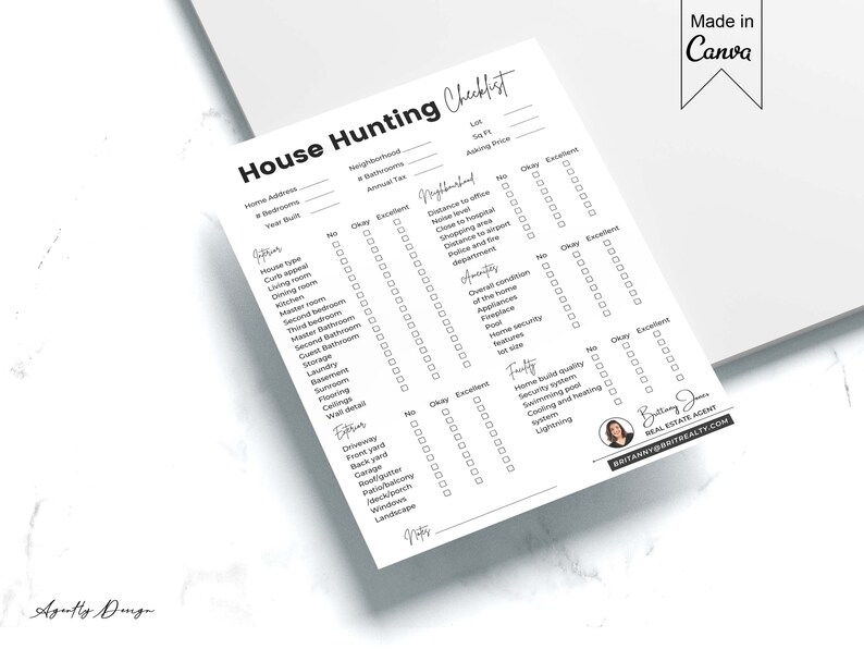 House Hunting Checklist, Real Estate Marketing Template, Home Buyer ...