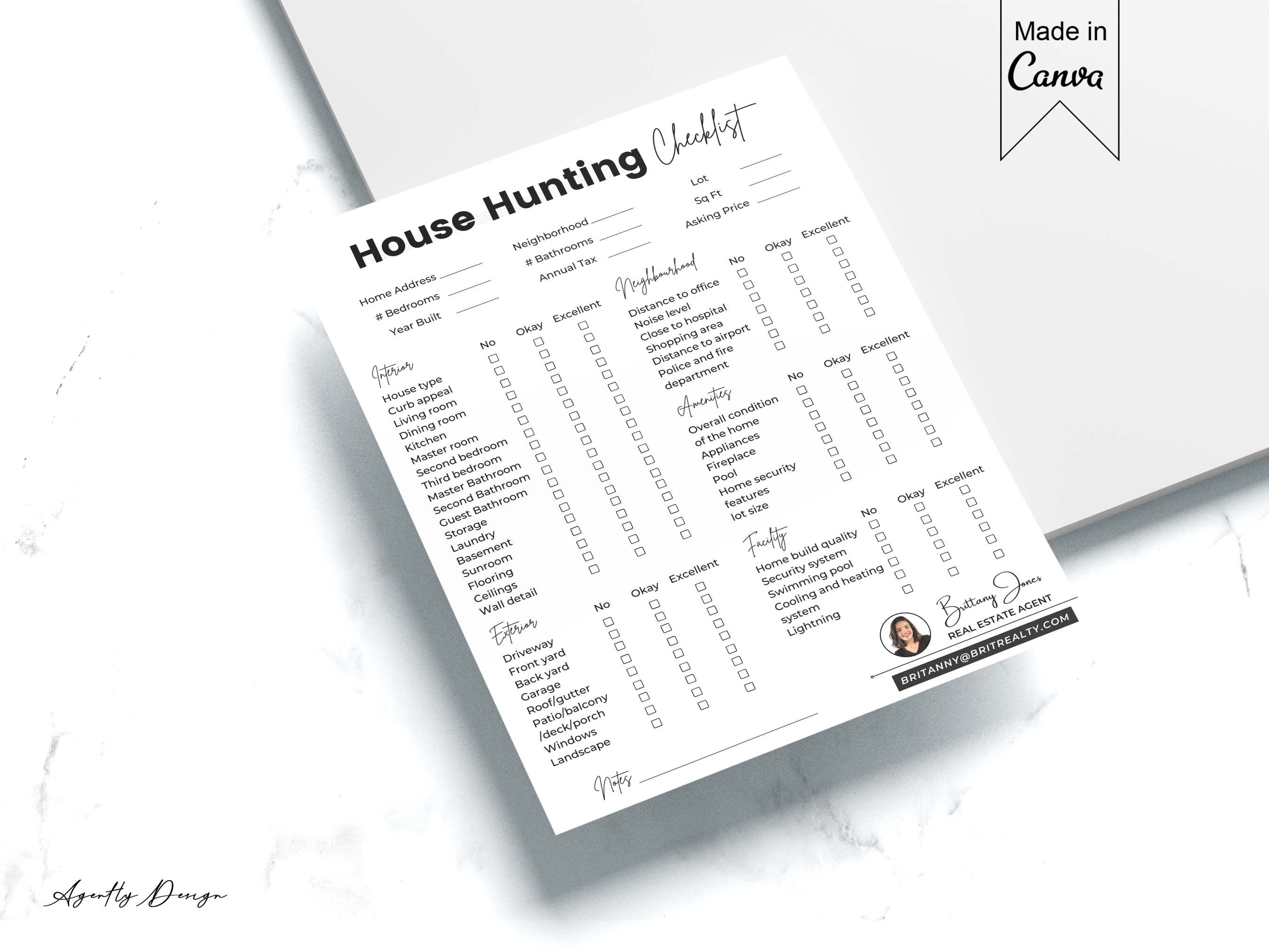 House Hunting Checklist, Real Estate Marketing Template, Home Buyer ...