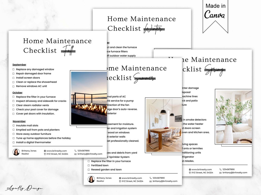 Home Maintenance Checklist, Quarterly & Monthly Checklists, Home ...