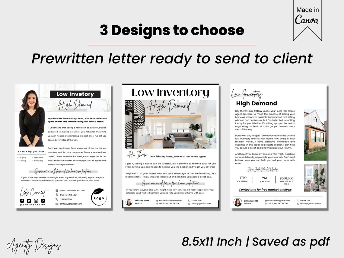 Low Inventory and High Demand Letter, Real Estate Farming Letter ...