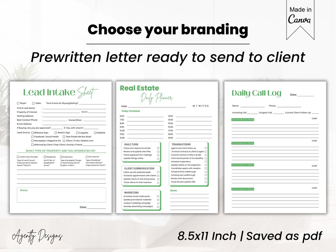 Real Estate Agent Daily Planner, Real Estate Daily Tracker ...