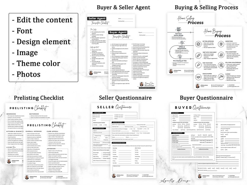 Real Estate Checklist Bundle, Real Estate Marketing Checklist ,branding ...