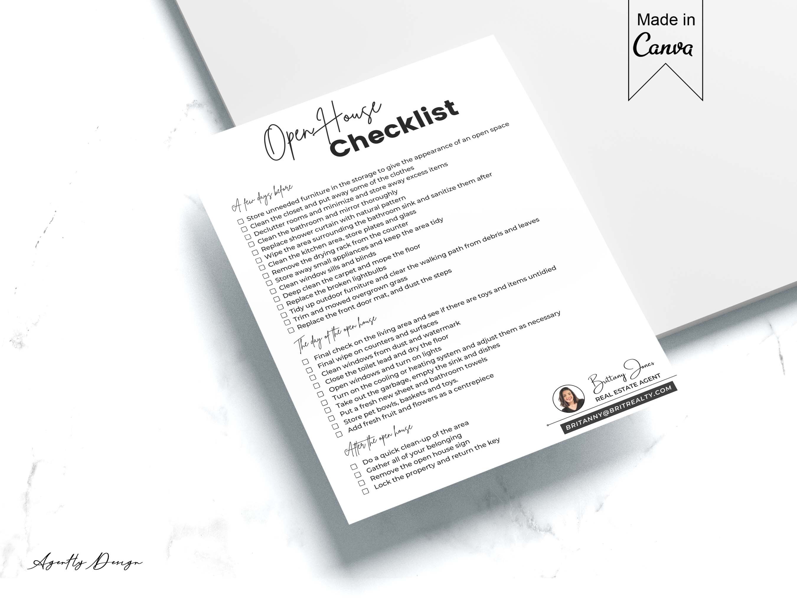 Open House Checklist Template, Showing Prep Checklist, Home Showing ...