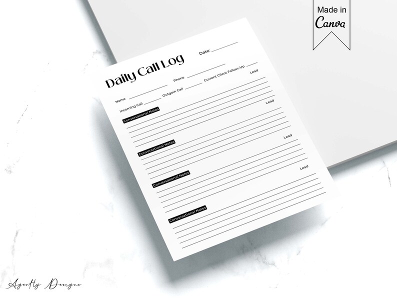 Call Tracking Forms, Real Estate Daily Call Log, Incoming Call Log ...