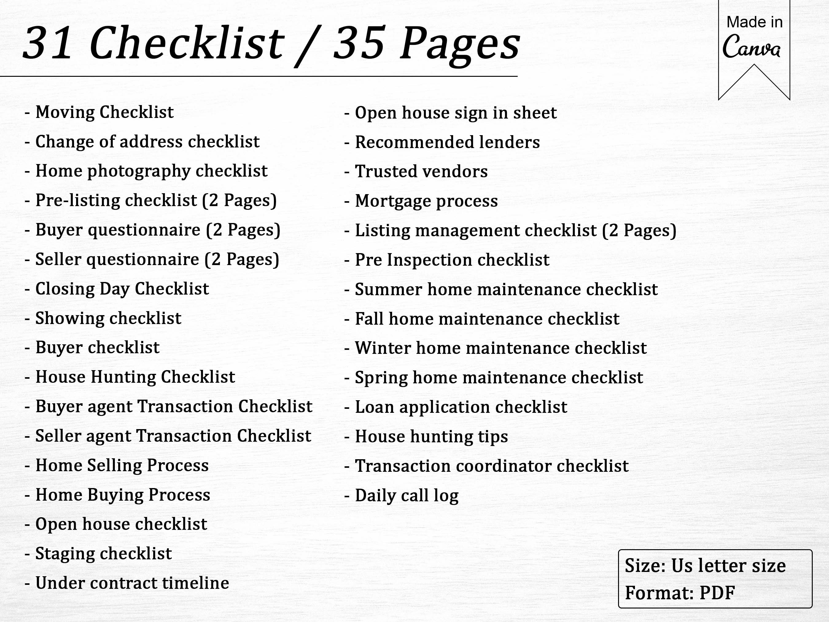Real Estate Checklist Bundle, Real Estate Marketing Checklist ,branding ...
