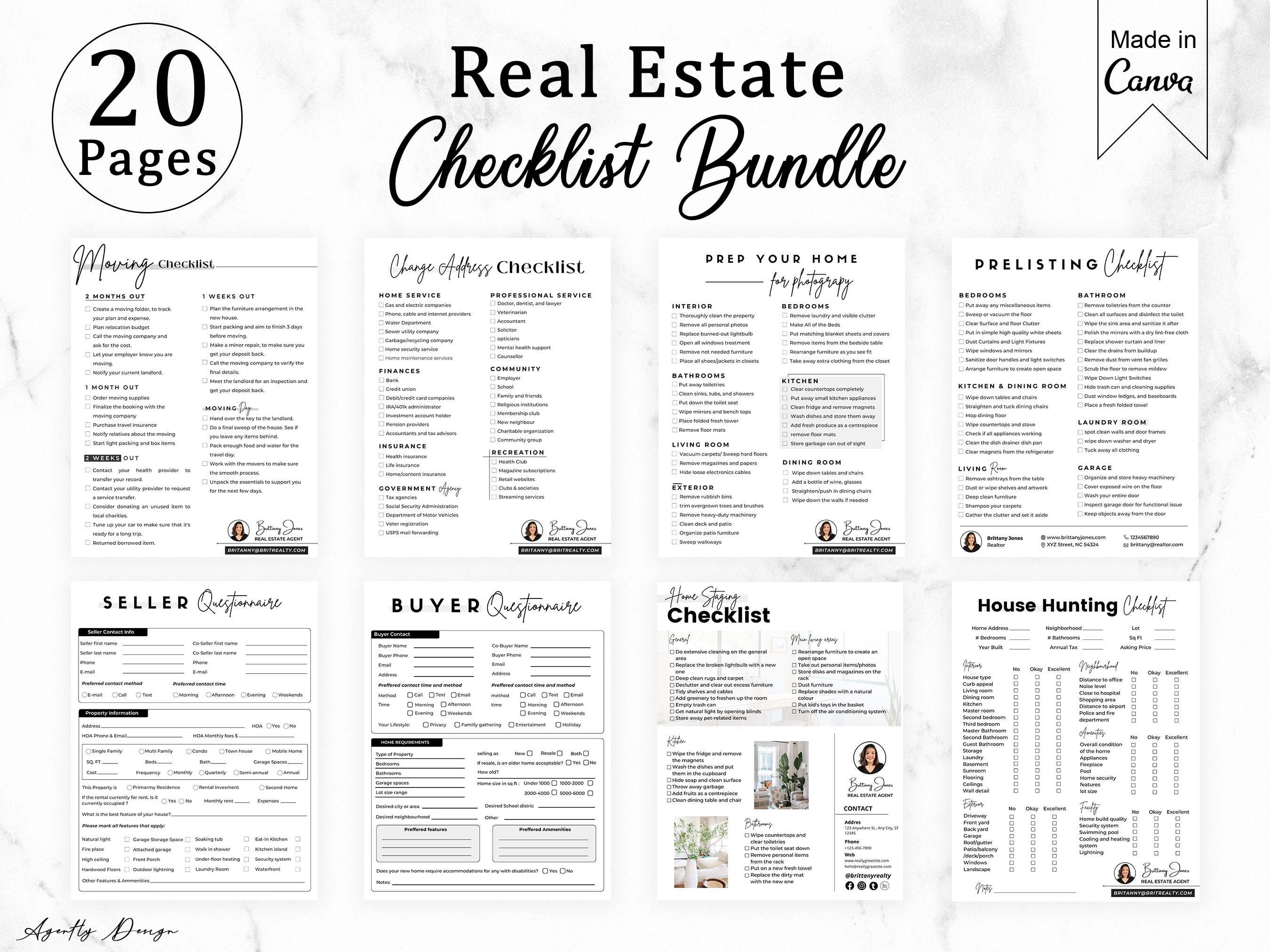 Real Estate Checklist Bundle, Real Estate Marketing Checklist ,branding ...