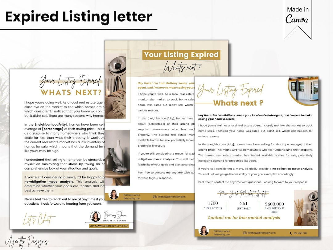 Real Estate Expired Listing Letter, Listing Renewal Campaign Letter, Follow-up Letters for ...