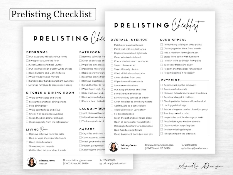 Pre-listing Checklist, Home Selling Guide, Checklist for Sellers, Real ...