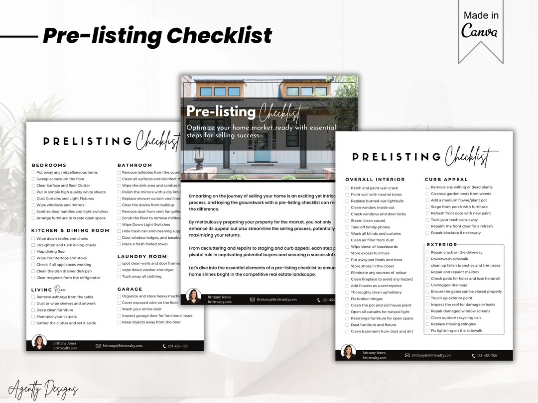 Pre-listing Checklist, Pre-sale Property Preparation , Checklist for ...
