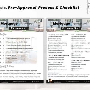 Home Loan Pre-approval Checklist, Mortgage Prequalification Checklist ...