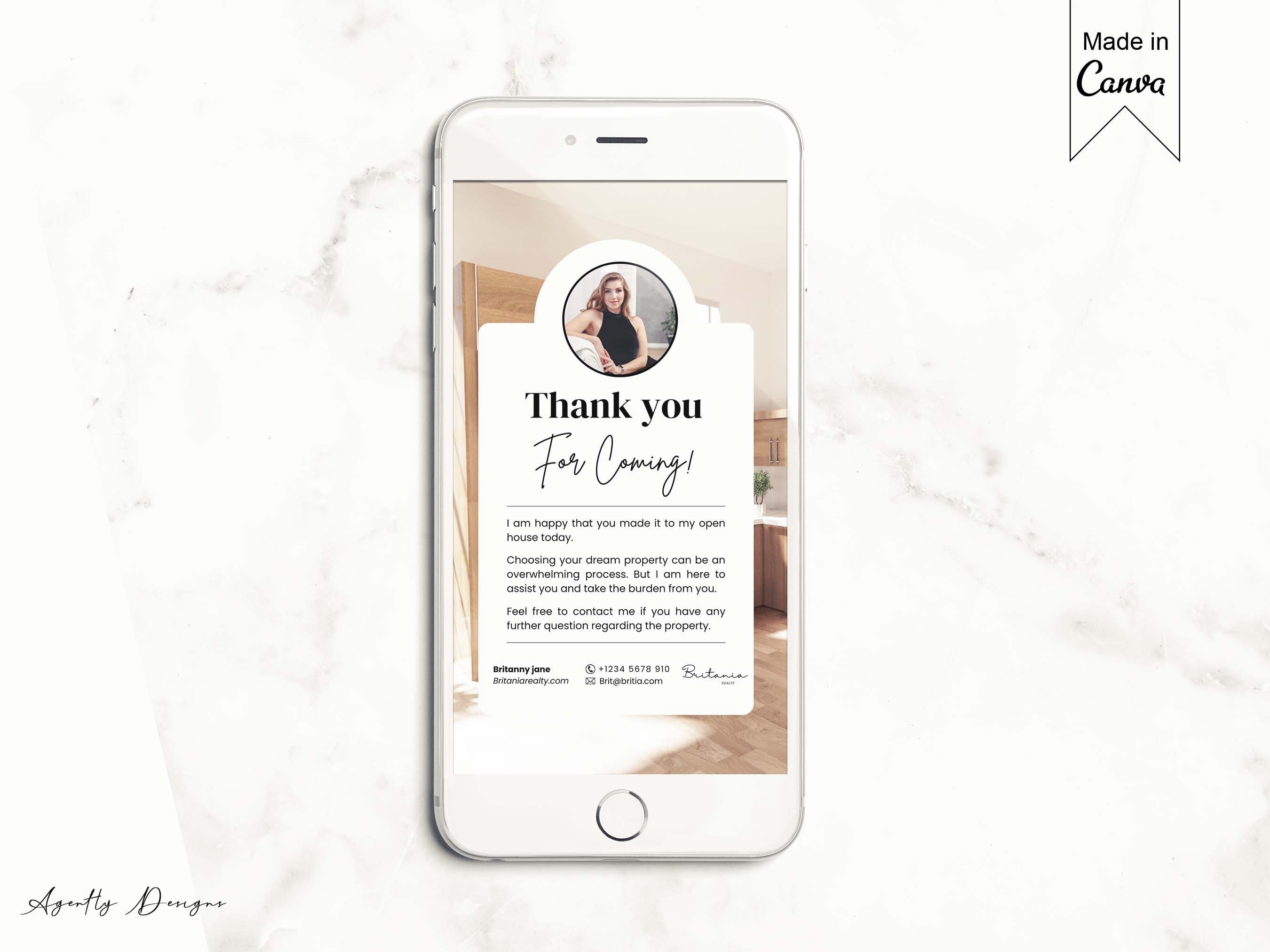 Textable Real Estate Thank You Card, Editable Thank You Open House ...