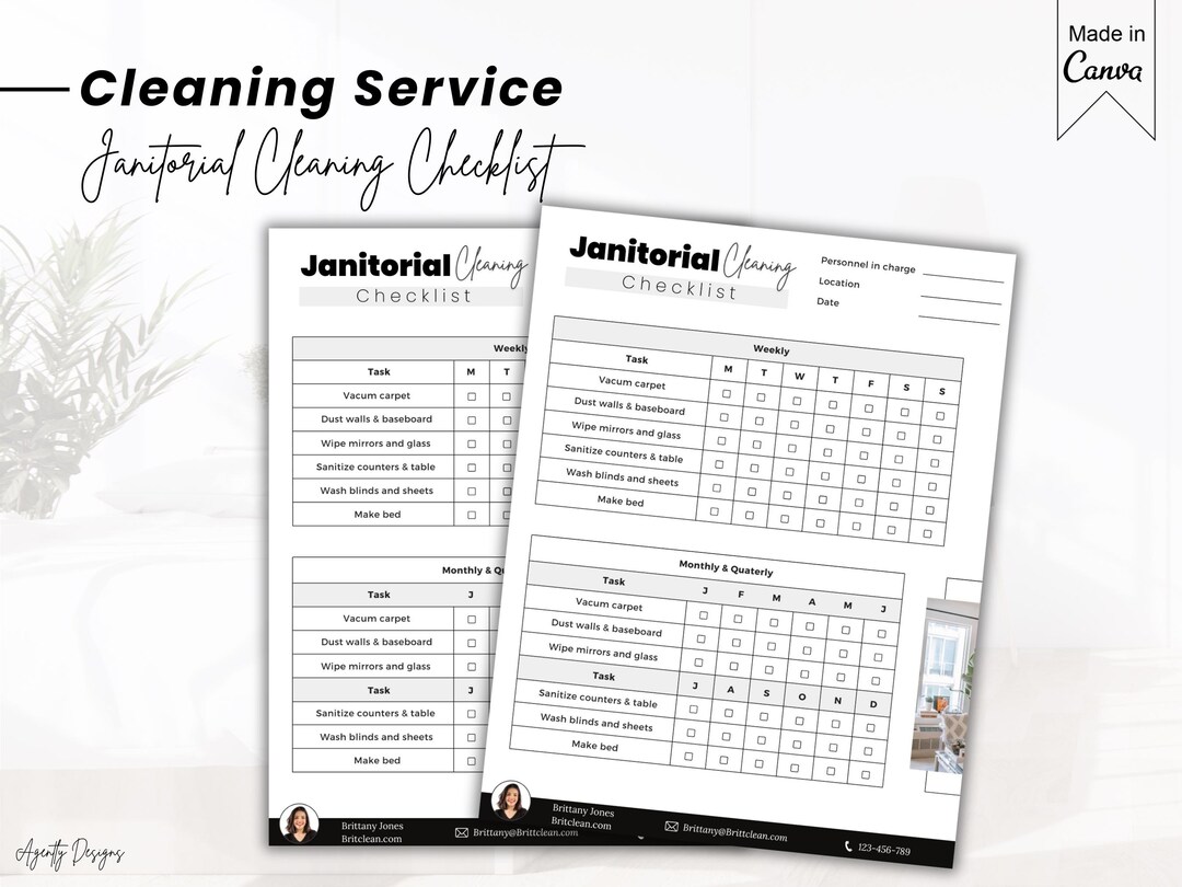Janitorial Cleaning Service Checklist, Office Cleaning Checklist ...