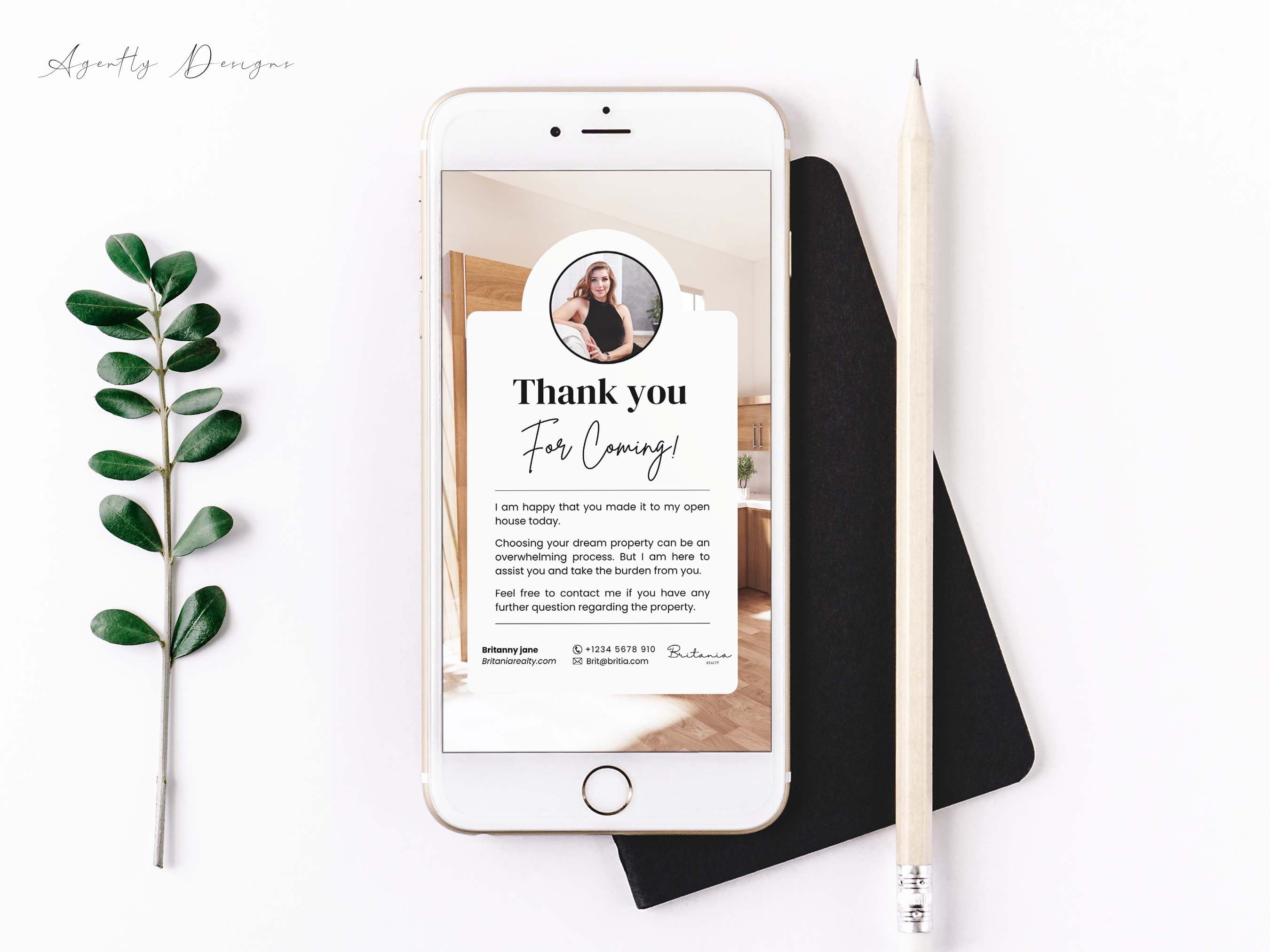 Textable Real Estate Thank You Card, Editable Thank You Open House ...