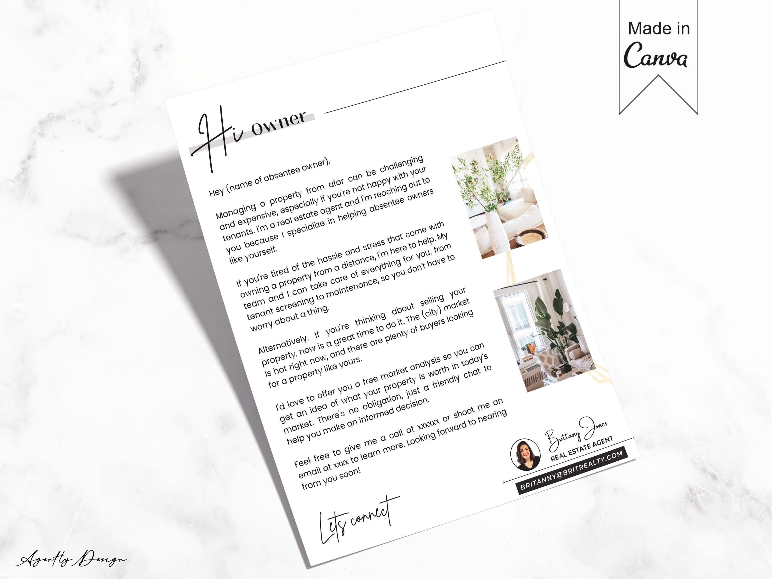 Absentee Owner Letter, Remote Landlord Letter, Rental Property ...
