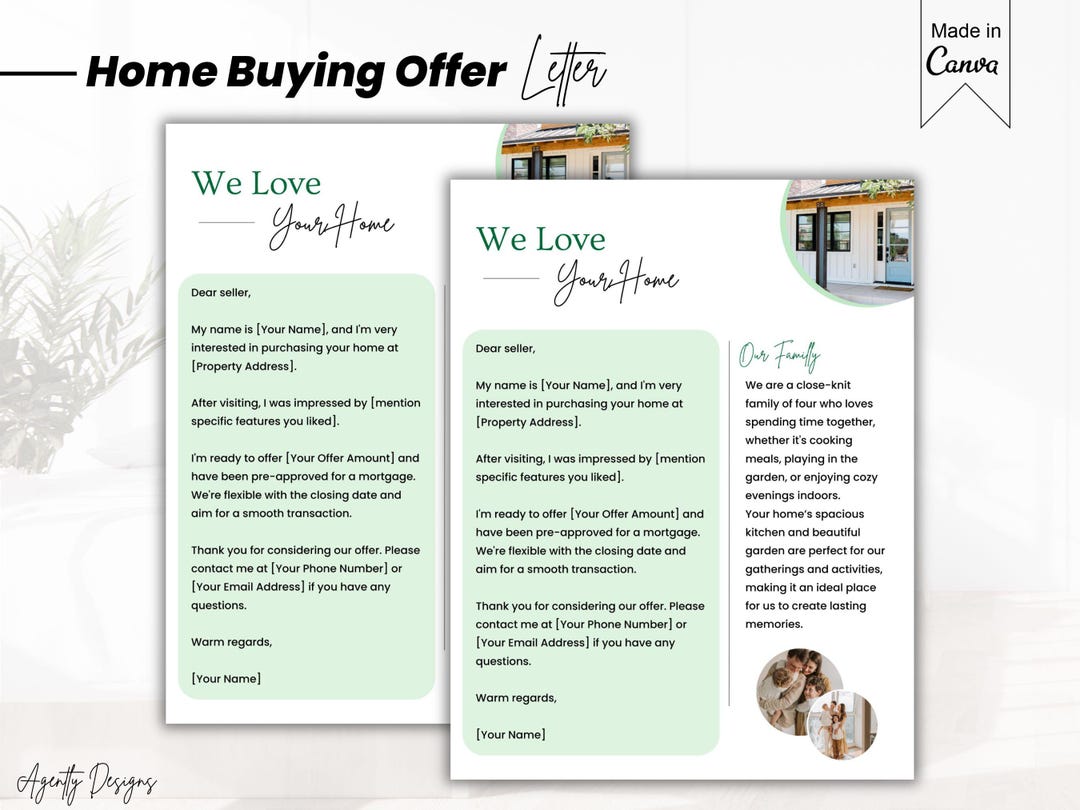 Homebuying Offer Letter, Purchase Offer Letter, Real Estate Offer ...