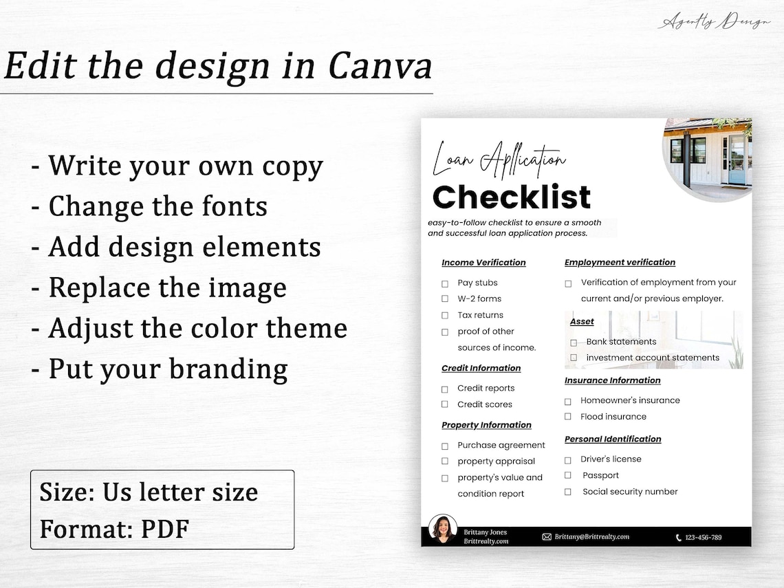 Loan Application Checklist, Mortgage Pre-approval Checklist, Loan ...