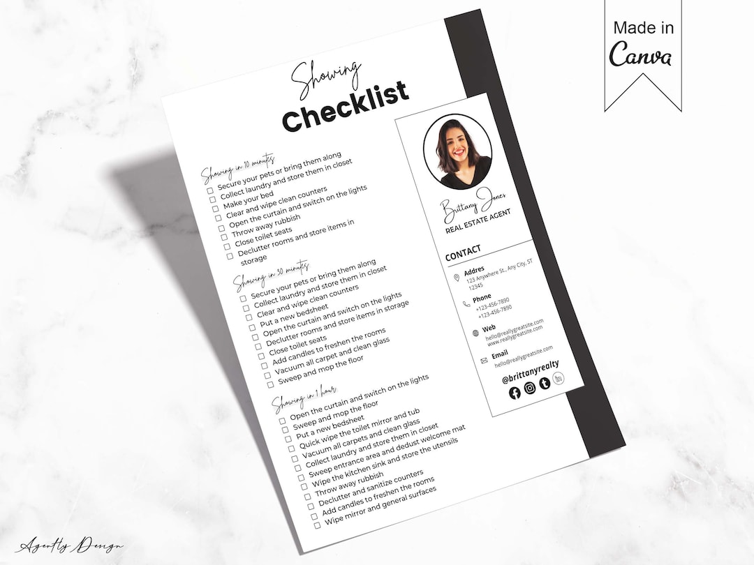Home Showing Checklist, Printable Seller Checklist, Real Estate Flyer ...