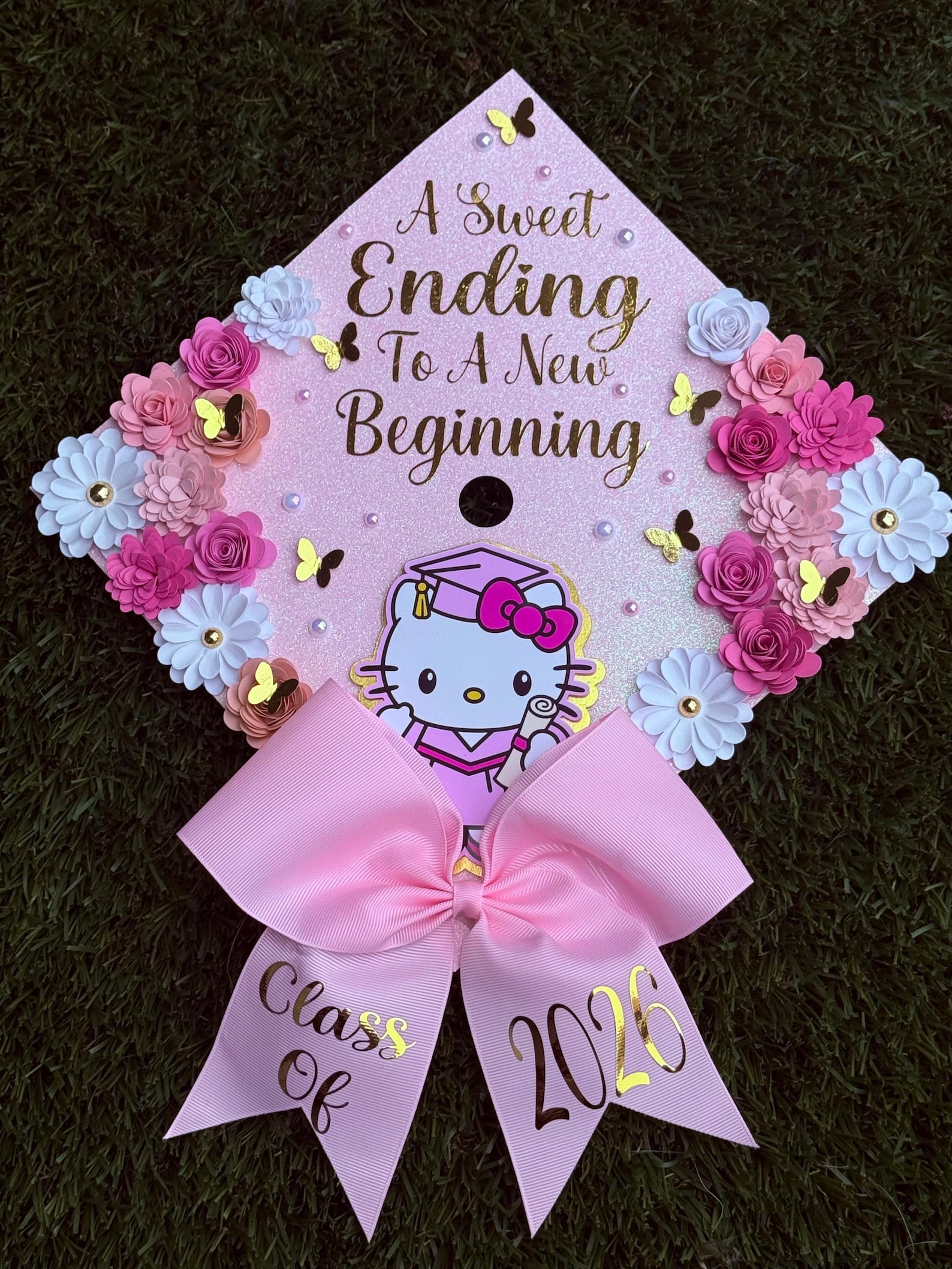 Pink Girly Graduation Cap Topper Class of 2026 - Etsy