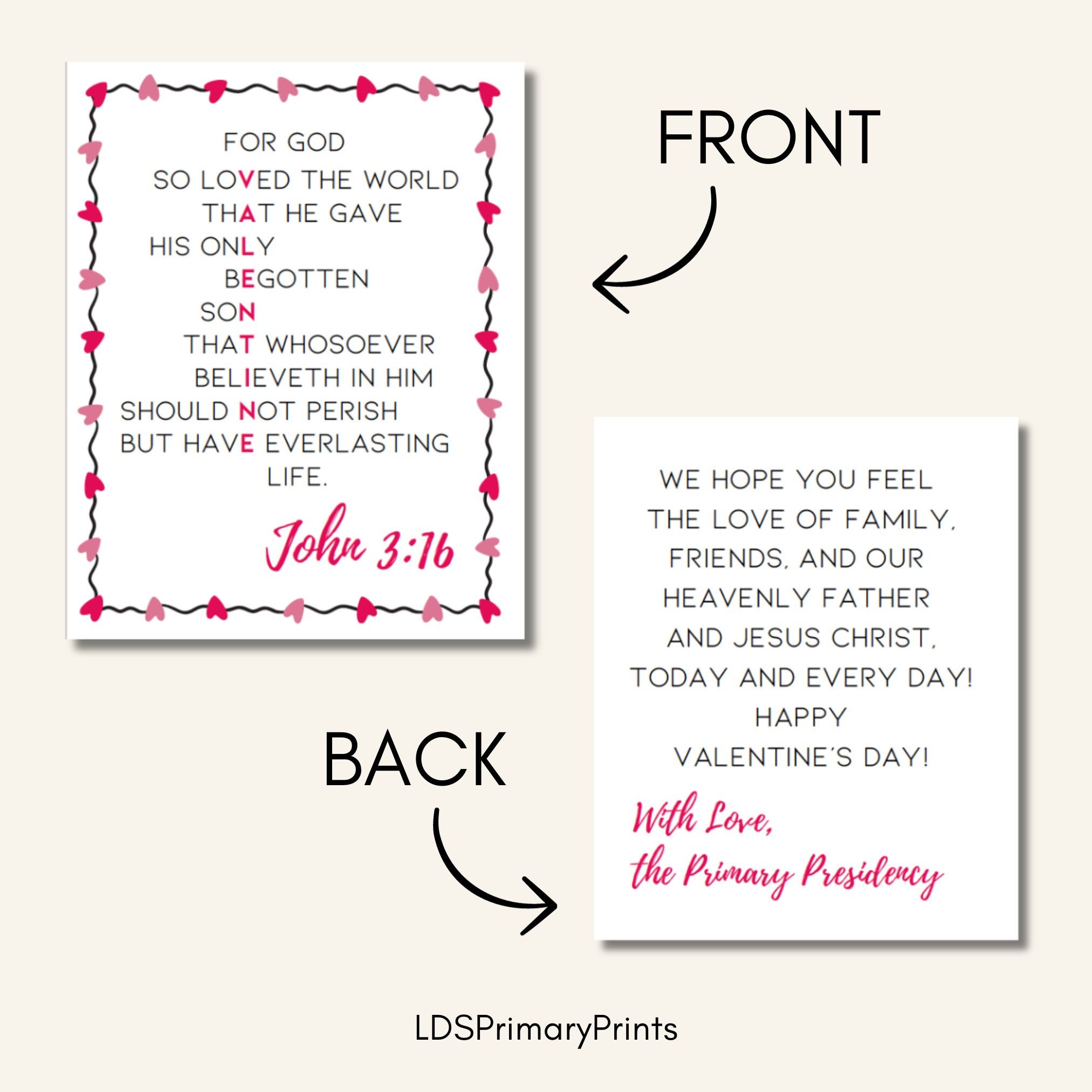 John 3:16, Valentine's Day Treat Tags, LDS Primary Treats, LDS ...
