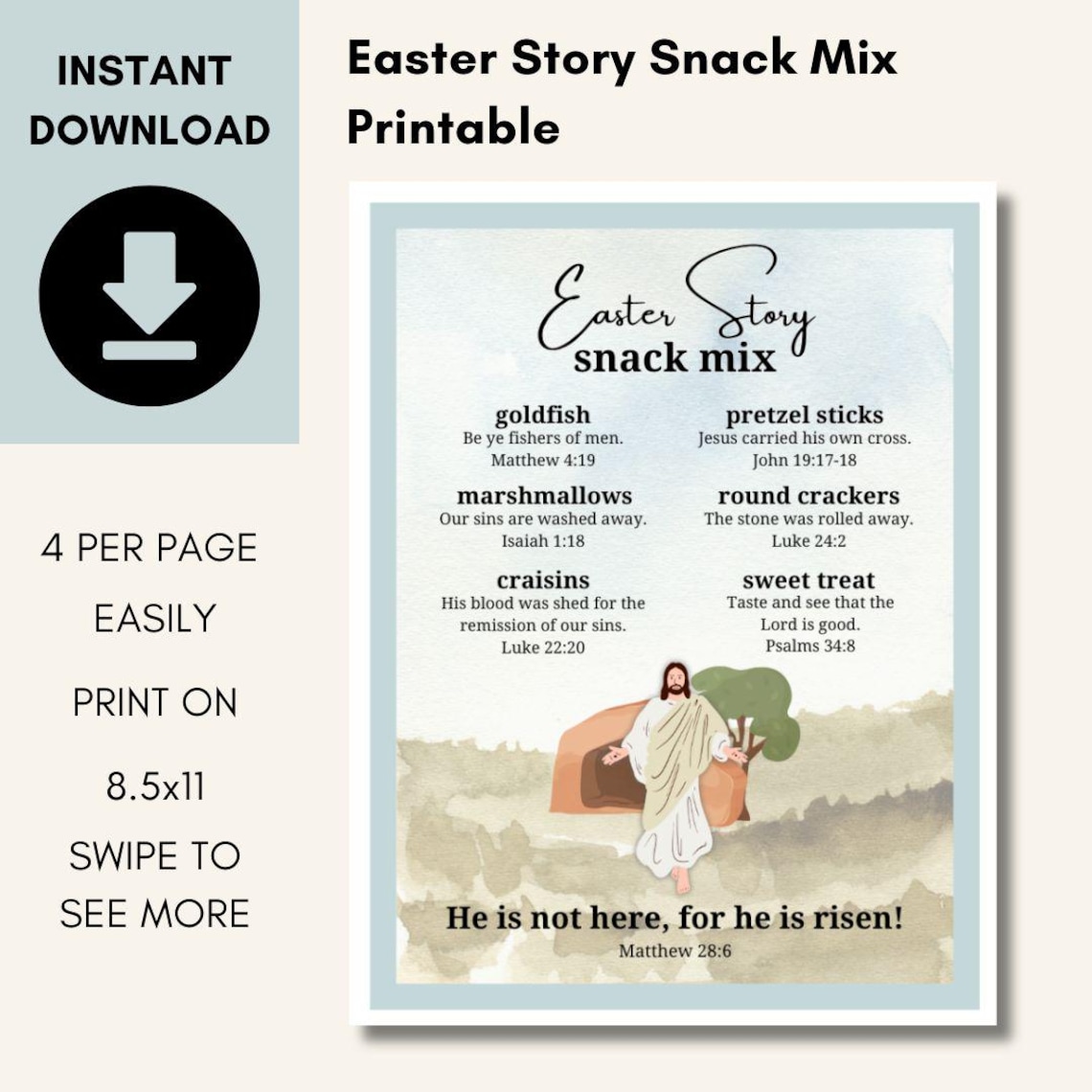Easter Story Snack Mix Printable: Religious Easter Treat (PDF) - Etsy