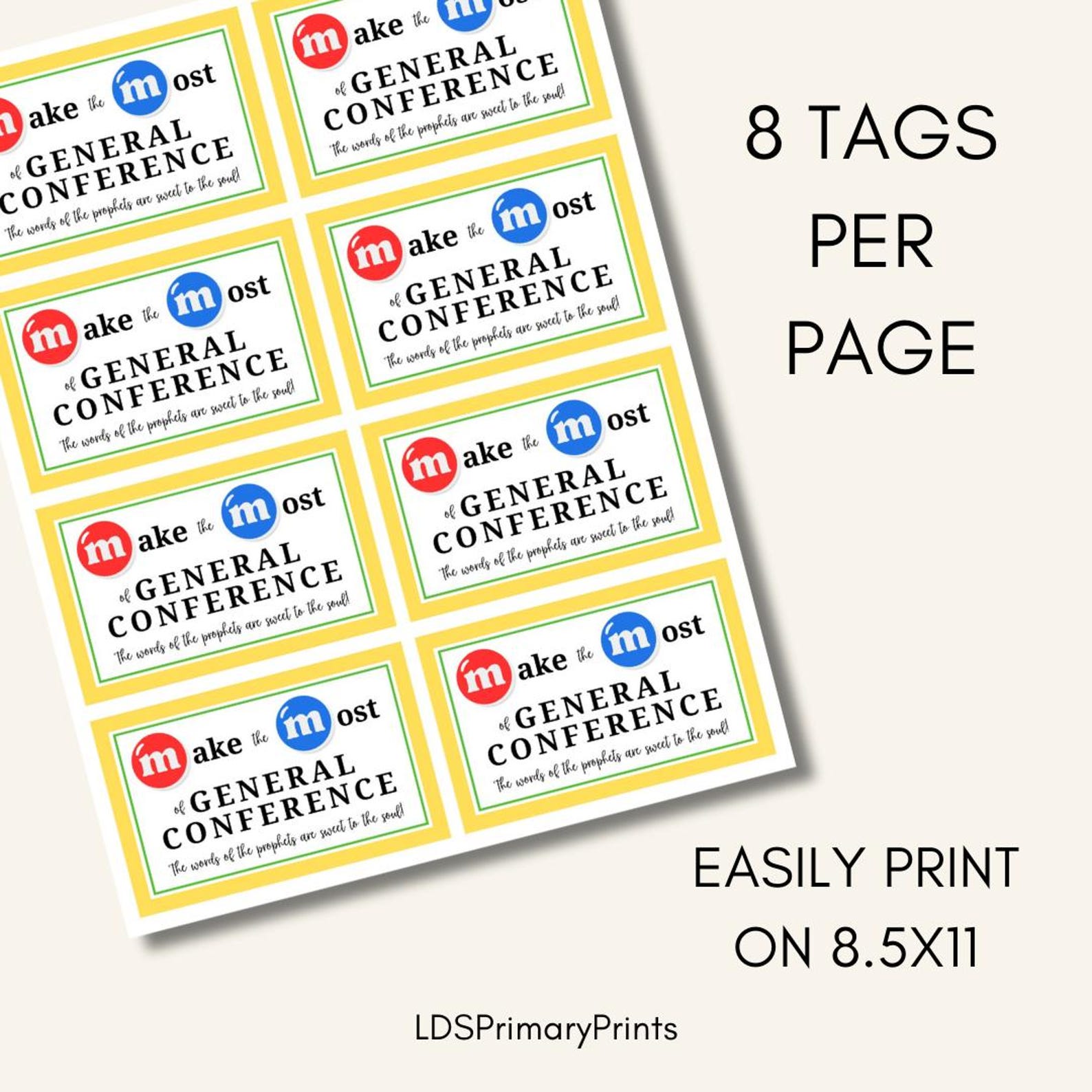 LDS General Conference Treat Tags: Printable M&M Candy, LDS Primary ...