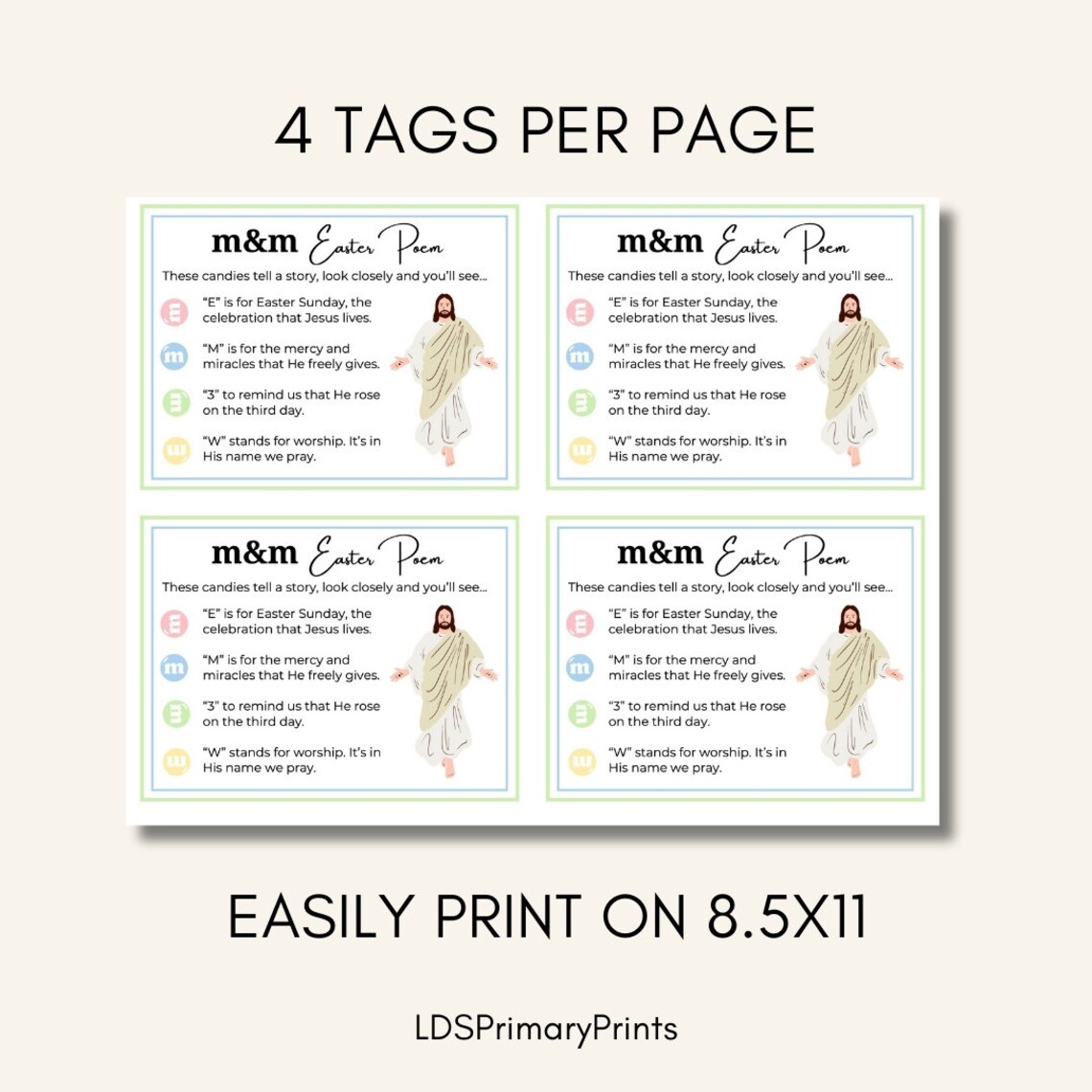 M&m Easter Poem Printable, Easter Candy Story, LDS Primary, Ministering ...