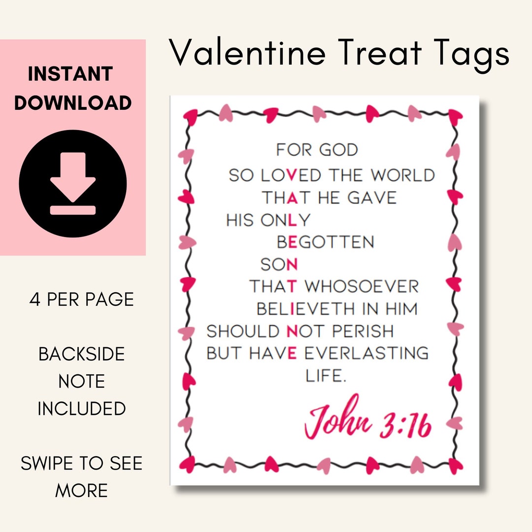 John 3:16, Valentine's Day Treat Tags, LDS Primary Treats, LDS ...