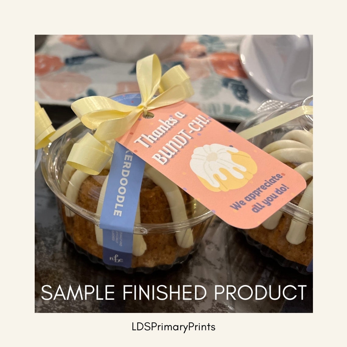 Thanks a BUNDT-CH Gift Tags, Thank You Treat Tags, Bundt Cake Gift Tags ...