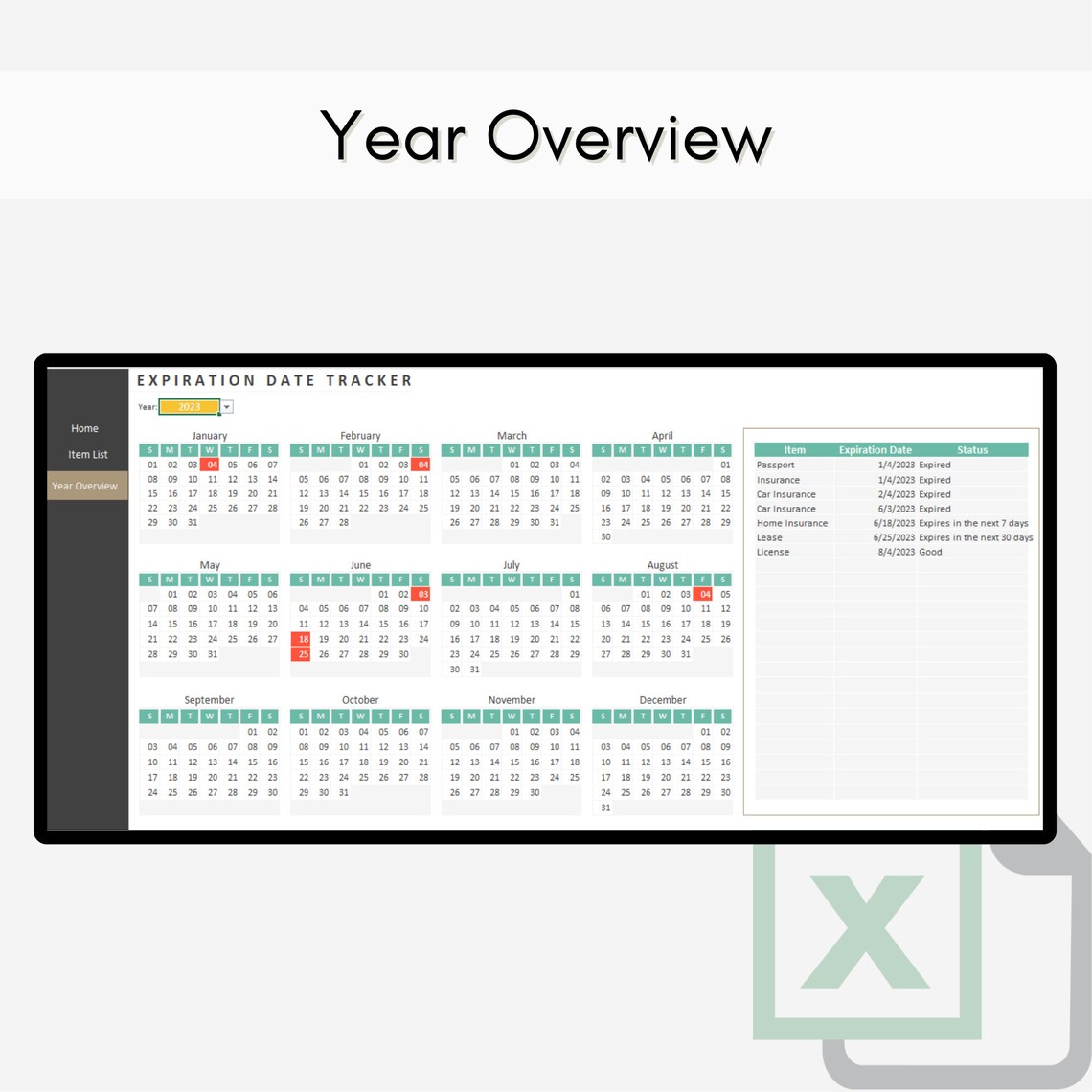 Expiration Date Tracker Excel Spreadsheet | Instant Download | Excel ...