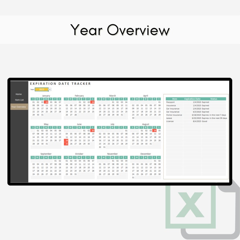 Expiration Date Tracker Excel Spreadsheet | Instant Download | Excel ...