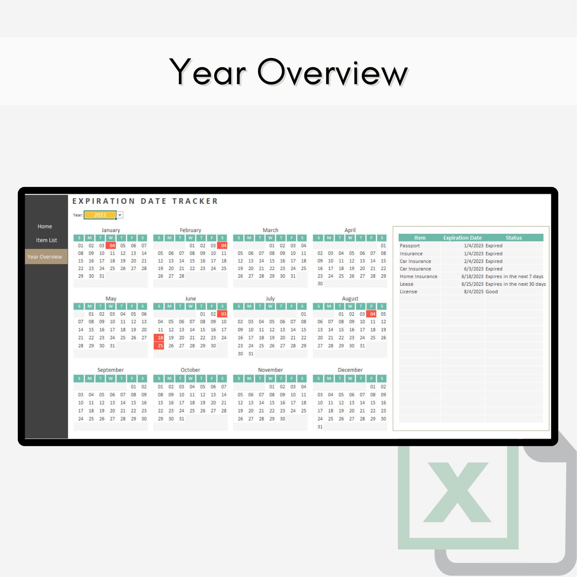 Expiration Date Tracker Excel Spreadsheet | Instant Download | Excel ...