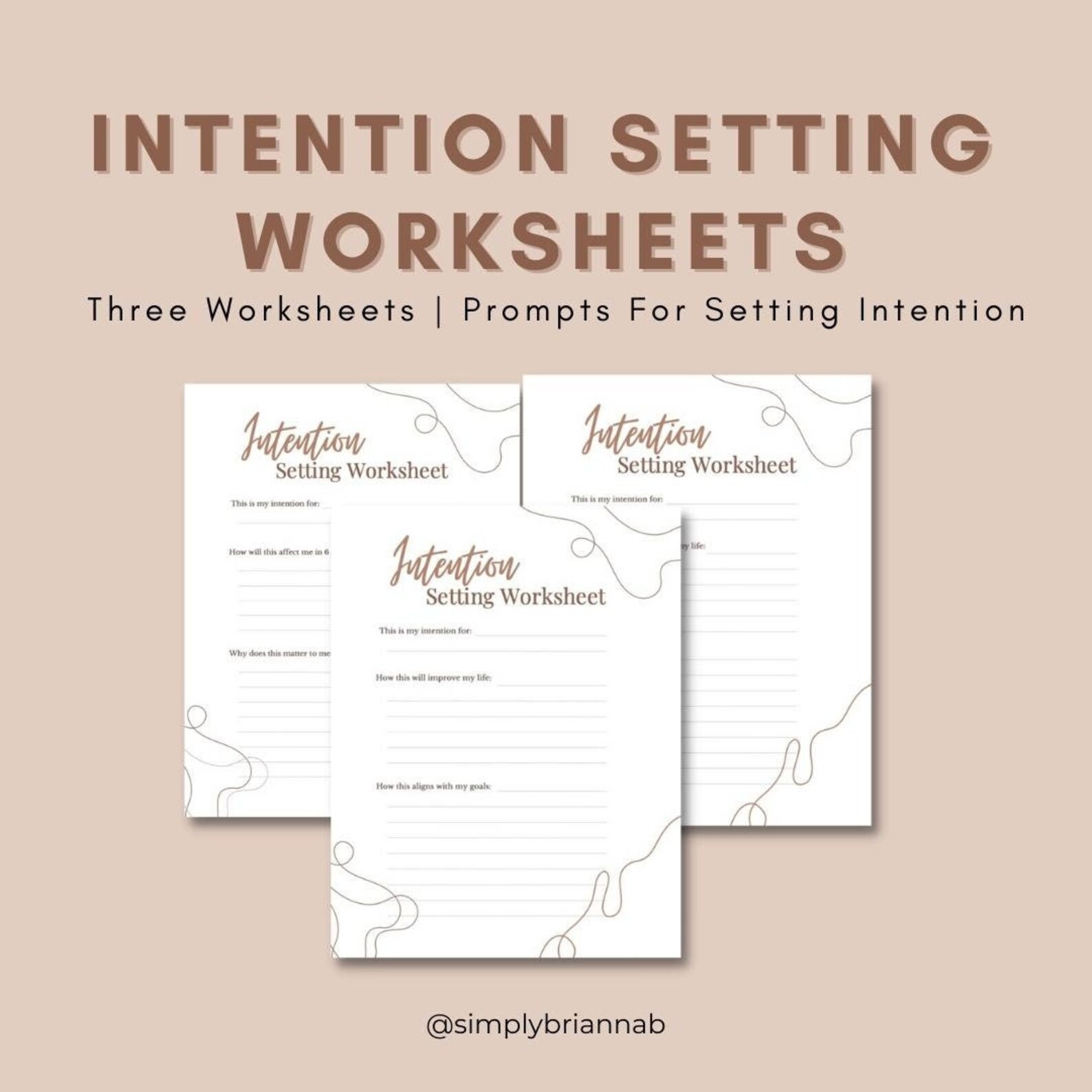Intention Setting Worksheets for Setting Goals, Organization, Lifestyle ...