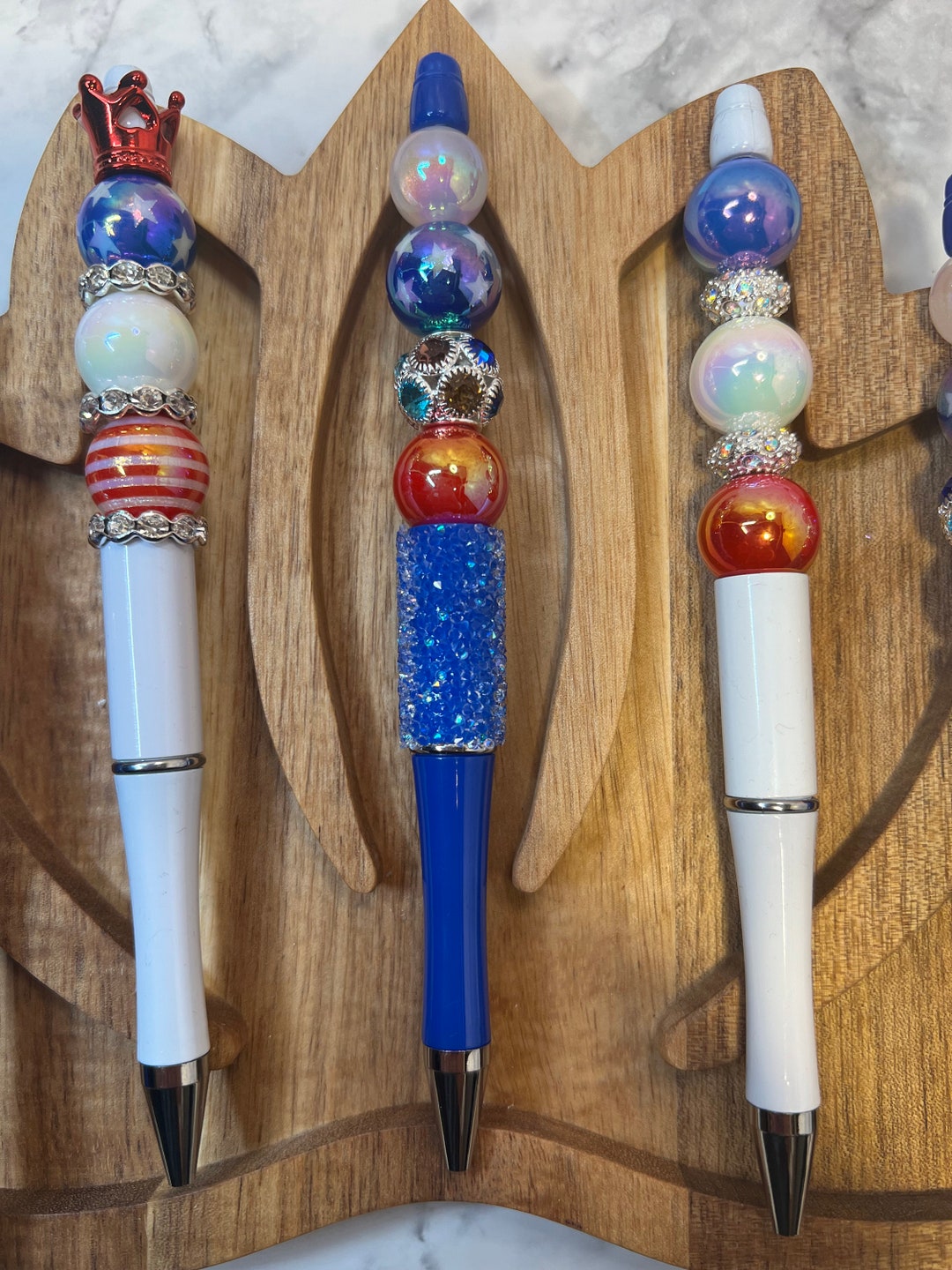 Beaded Pen Red, White and Blue - Etsy