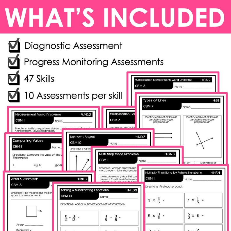 4th Grade Math Intervention Activities and Assessments Worksheets - Etsy