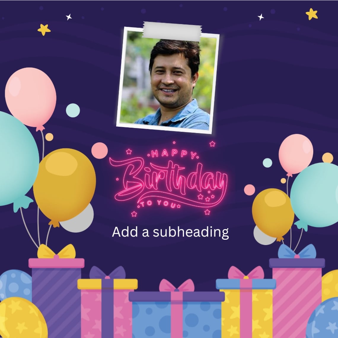 Birthday Template Canva Editable Canva Birthday Wish Template Customize ...