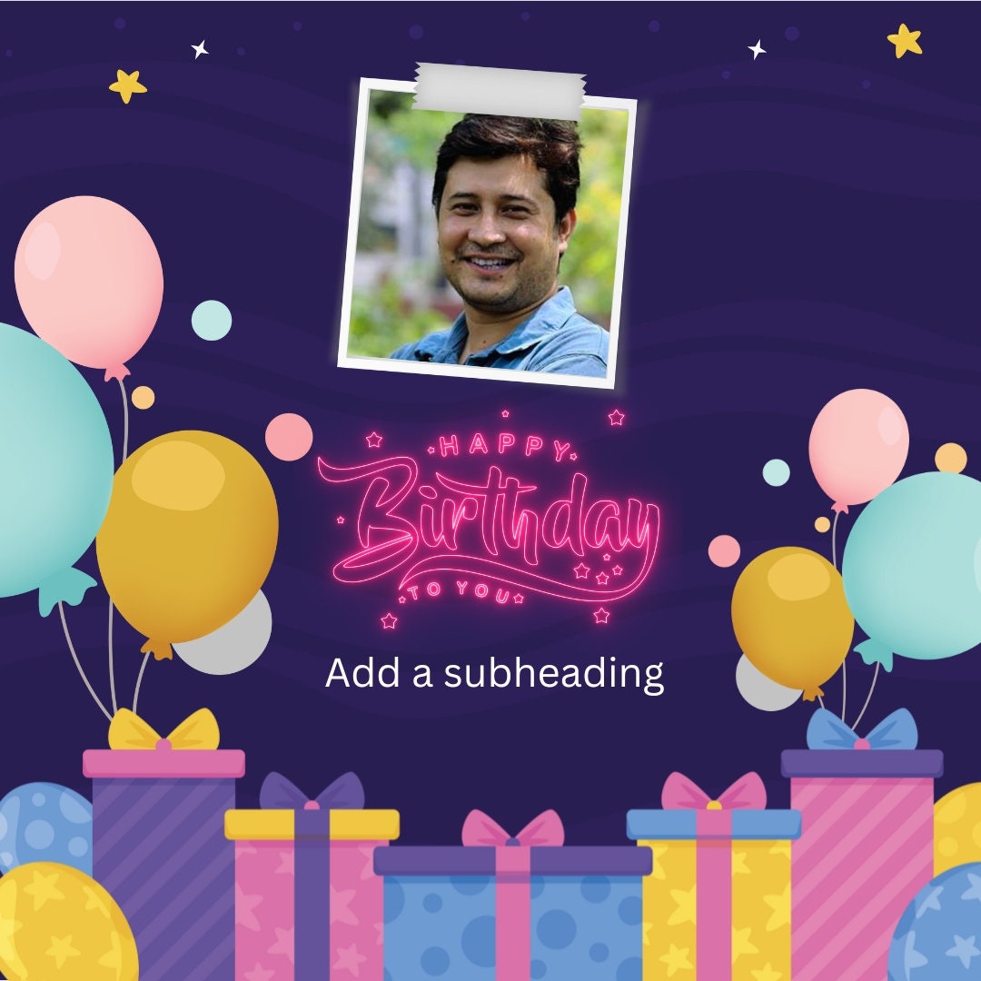 Birthday Template Canva Editable Canva Birthday Wish Template Customize ...