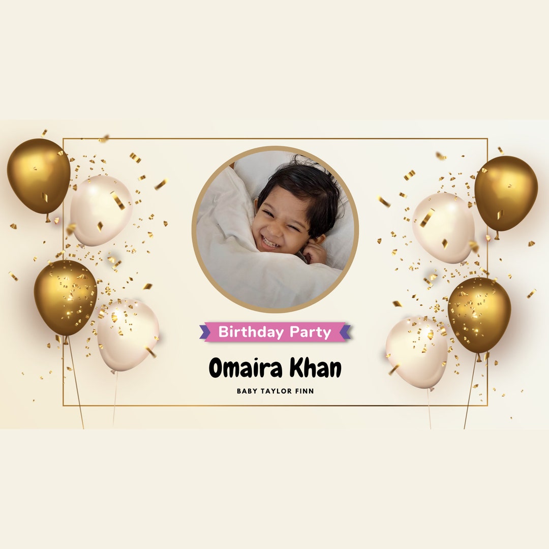 Digital Editable Birthday Banner for Any Age and Gender, Happy Birthday ...
