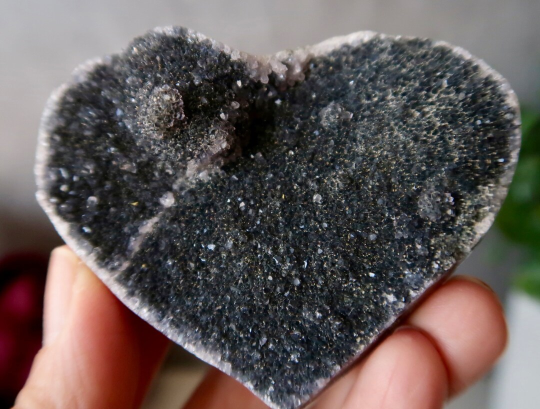 Black Amethyst Heart | Brazilian Amethyst Heart Cluster | Black Galaxy ...