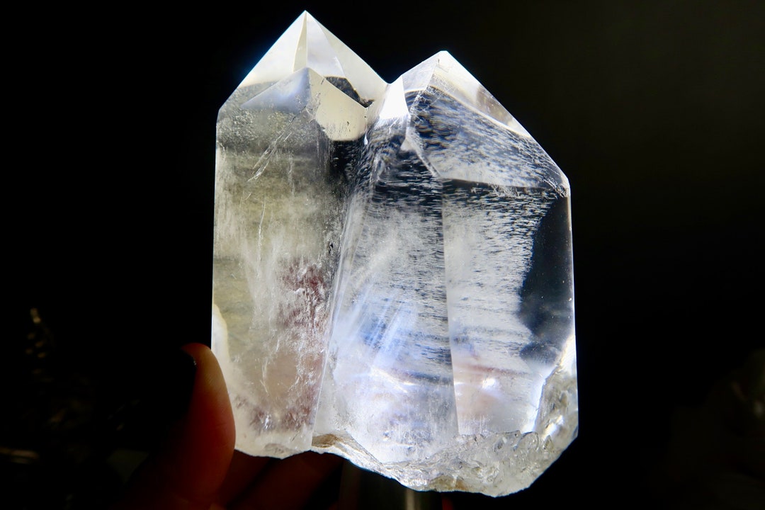 RARE 1.2 Lb. Blue Needle Quartz Twin Tower With Red & White Rabbit Hair ...