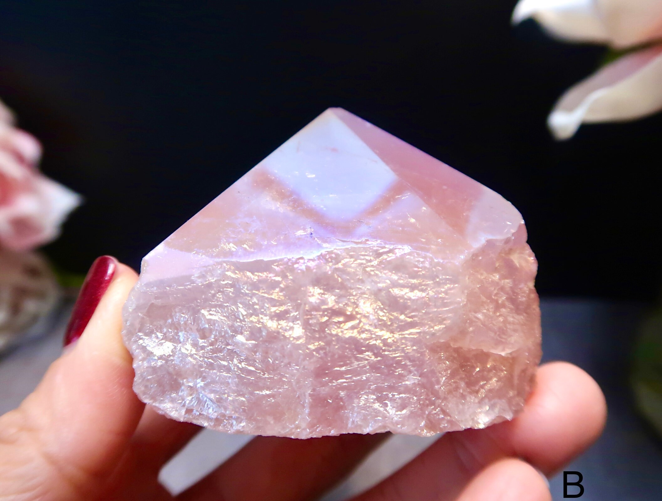 Angel Aura Deep Pink Rose Quartz Semi-polished Points | Angel Aura Pink ...